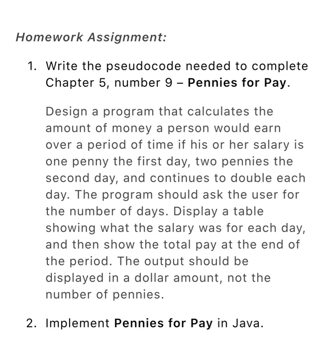 Solved Homework Assignment 1 Write The Pseudocode Needed