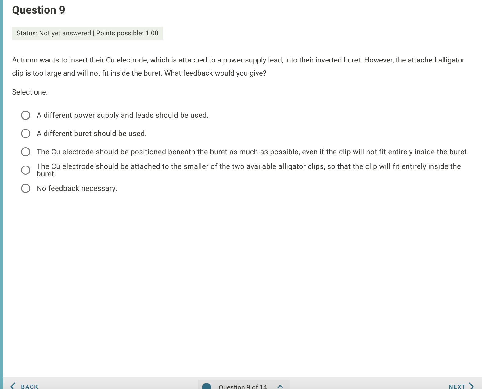 Solved Autumn wants to insert their Cu electrode, which is | Chegg.com