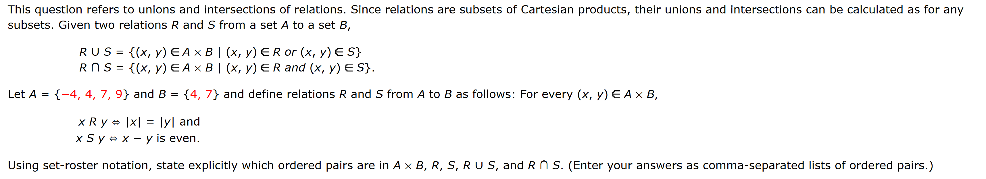 Solved This question refers to unions and intersections of | Chegg.com