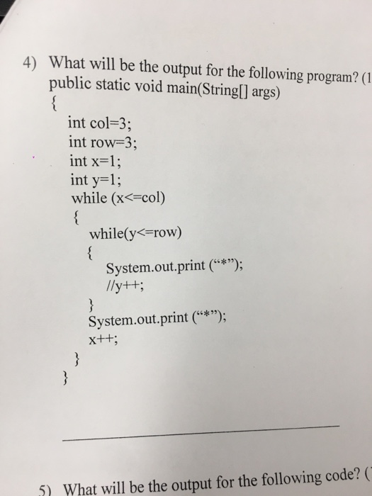 Solved What will be the output for the following program? (1 | Chegg.com