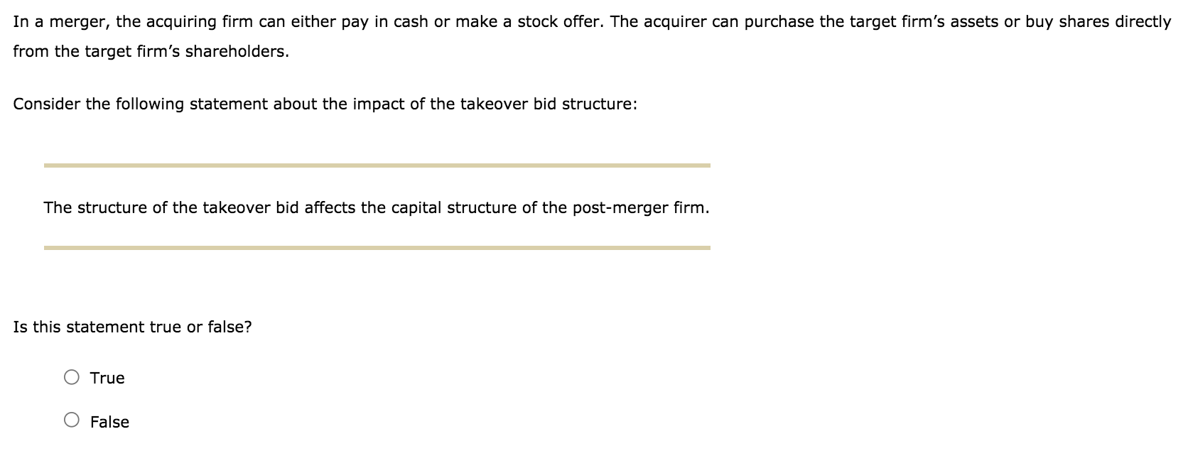 Solved In a merger, the acquiring firm can either pay in | Chegg.com