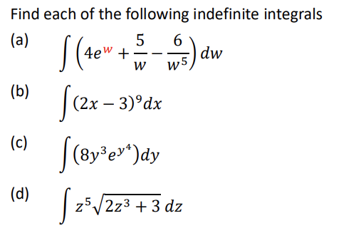 Solved Find each of the following indefinite | Chegg.com