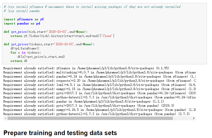 Solved # 'pio install yfinance #wcomment these to install | Chegg.com
