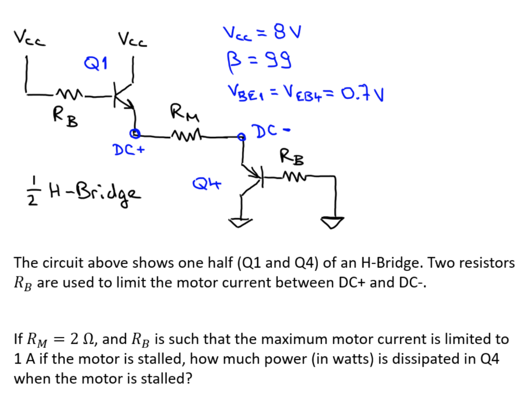 Solved Vec Vcc Vcc=8v ß=99 Q1 MK VgE, = VEB4= 0.7V RB RM mut | Chegg.com