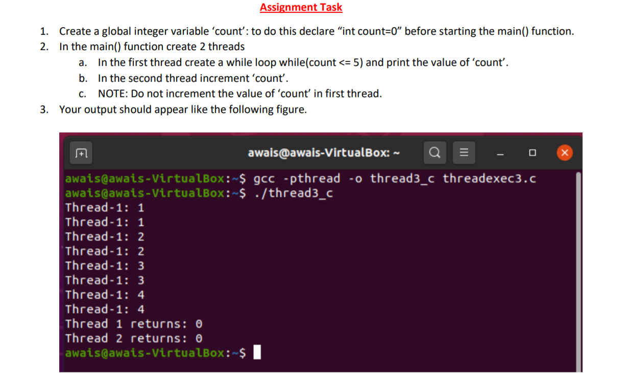 Assignment Task a. 1. Create a global integer | Chegg.com