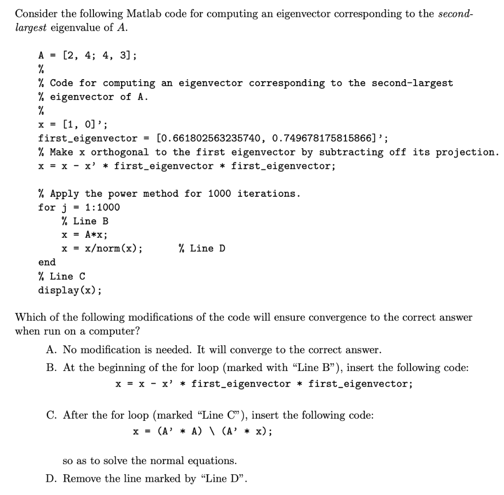 Solved 6. (10 points) Power method Consider the following | Chegg.com