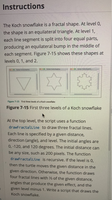 Solved Instructions The Koch snowflake is a fractal shape. | Chegg.com