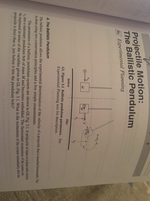Solved 3 Projectile Motion: The Ballistic Pendulum | Chegg.com