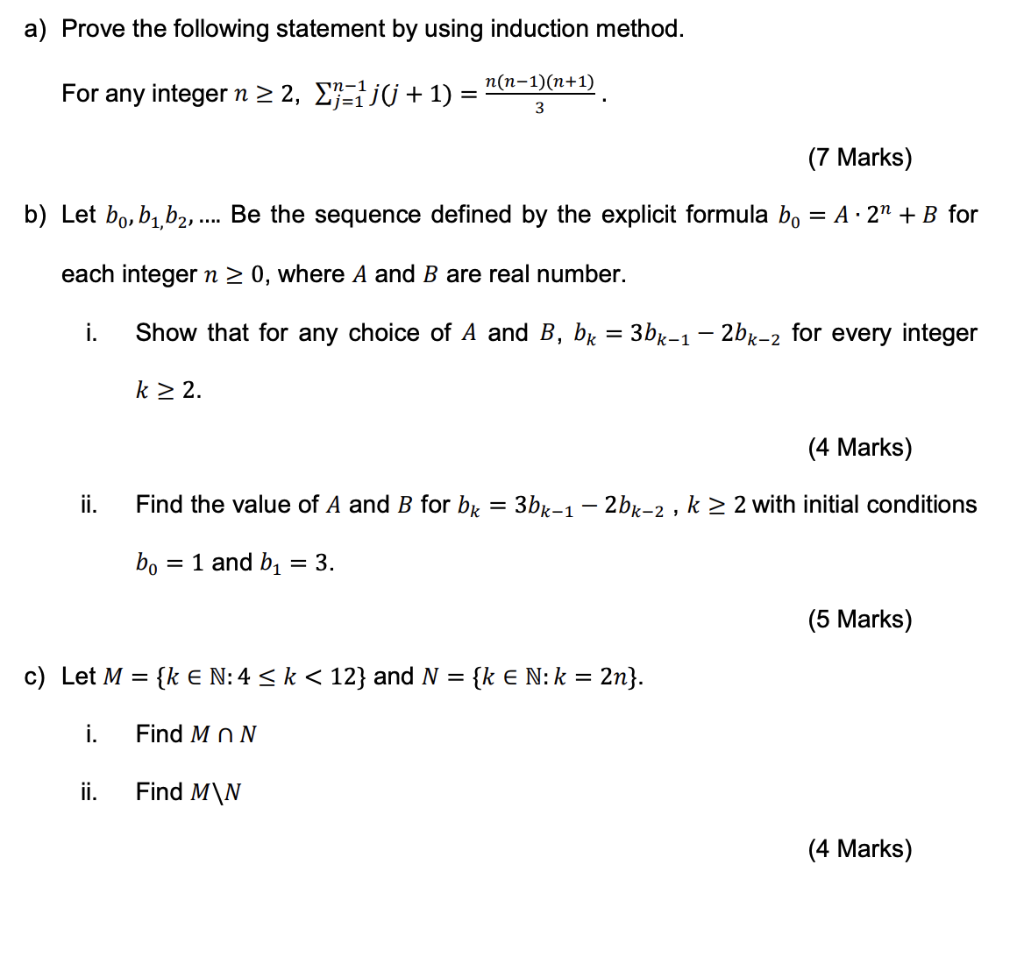 Solved For any integer n≥2,∑j=1n−1j(j+1)=3n(n−1)(n+1). (7 | Chegg.com