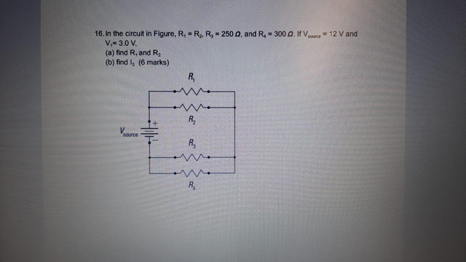 Solved 16. In the circult in Figure, R1=R2,R3=250Ω, and | Chegg.com