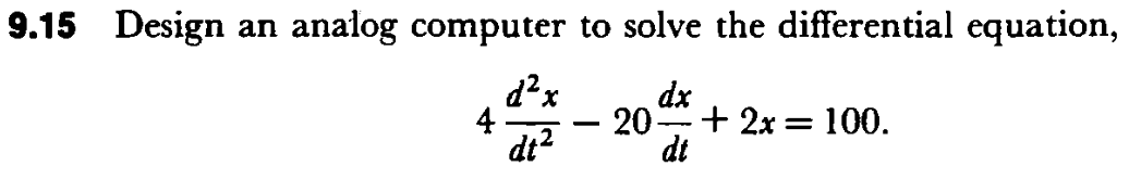 Solved 9.15 ﻿Design an analog computer to solve the | Chegg.com