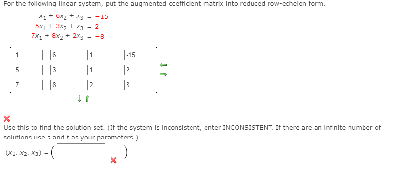 Solved For the following linear system, put the augmented | Chegg.com