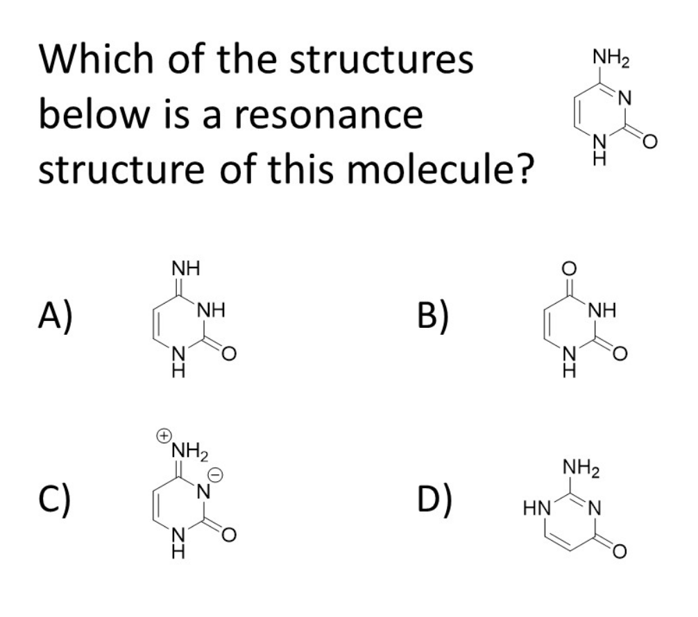 Solved NH2 N Which of the structures below is a resonance | Chegg.com