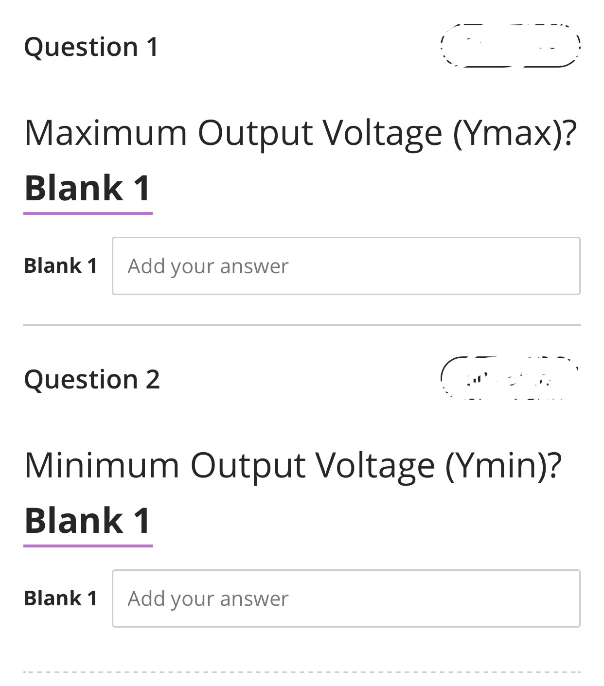 Solved Blank 1 Question 2 Minimum Output Voltage (Ymin)? | Chegg.com