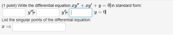 Solved (1 point) Write the differential equation | Chegg.com