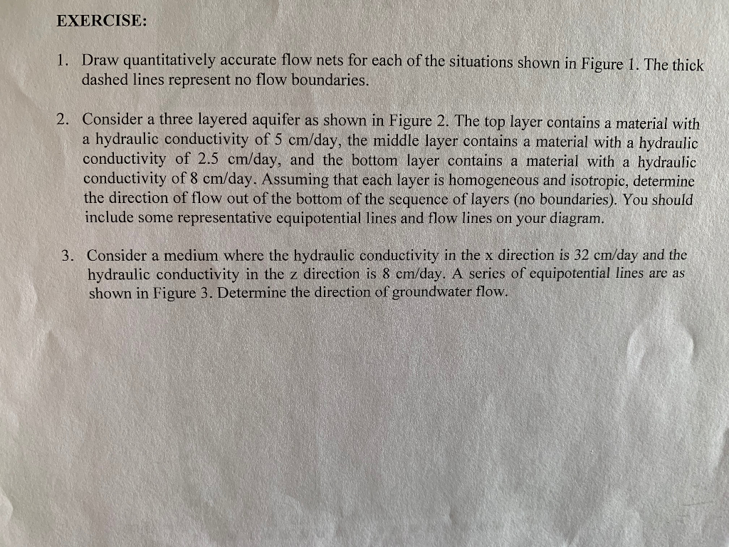 Solved EXERCISE: 1. Draw quantitatively accurate flow nets | Chegg.com