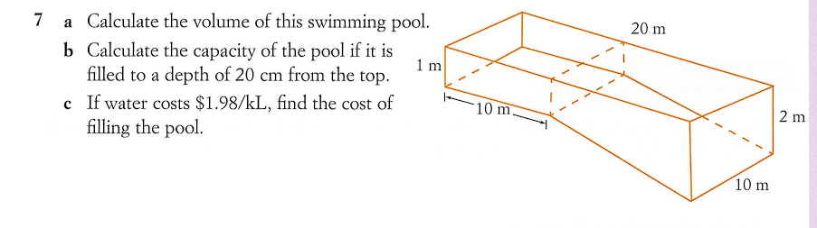 Solved 7 a Calculate the volume of this swimming pc b | Chegg.com