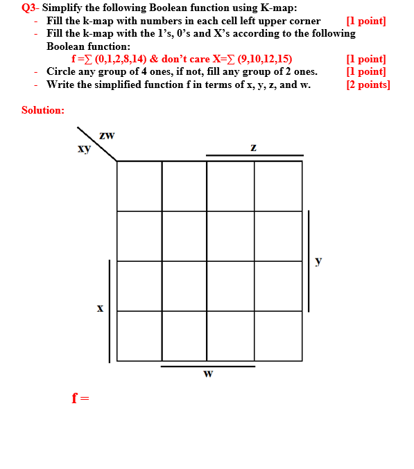 Solved Q3 Simplify The Following Boolean Function Using 3181