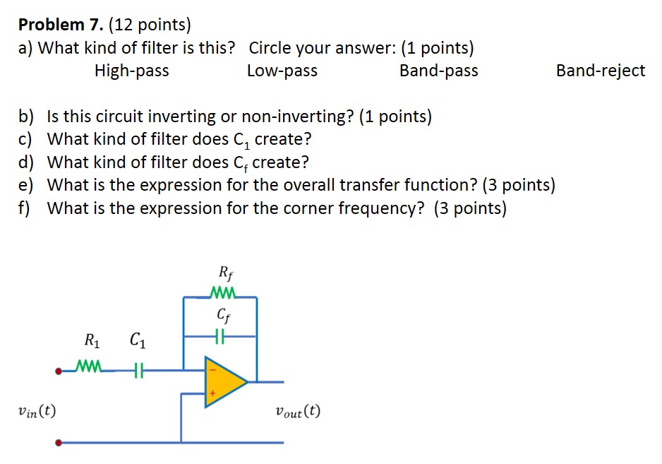 Solved Problem 7. (12 ﻿points)a) ﻿What kind of filter is | Chegg.com