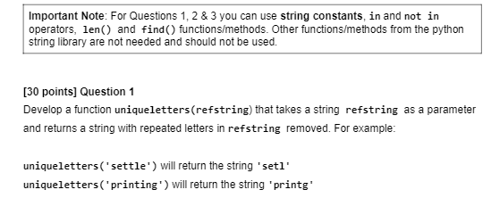 Solved Important Note: For Questions 1, 2 & 3 you can use | Chegg.com