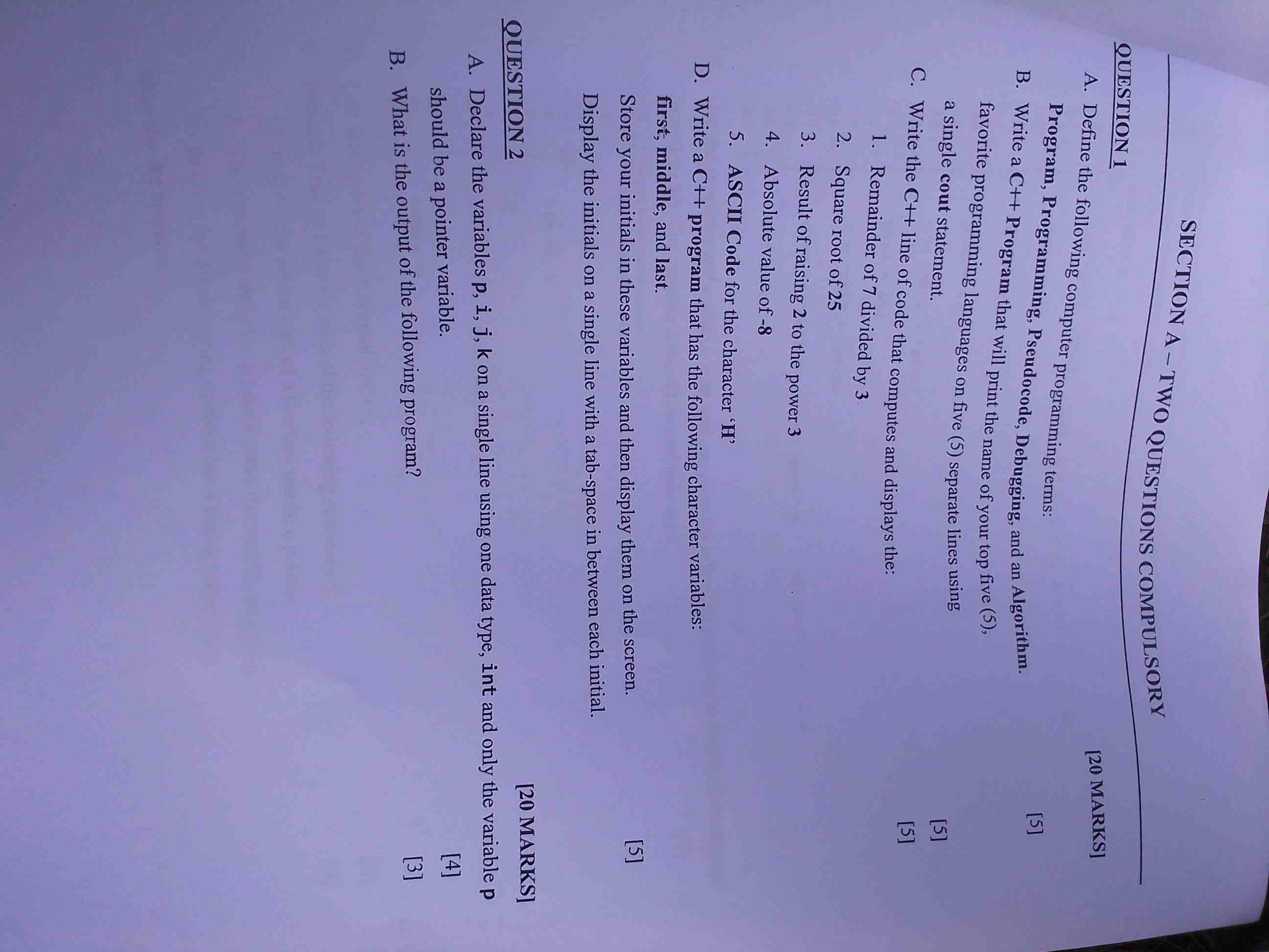 Solved QUESTION 1 A. Define the following computer | Chegg.com