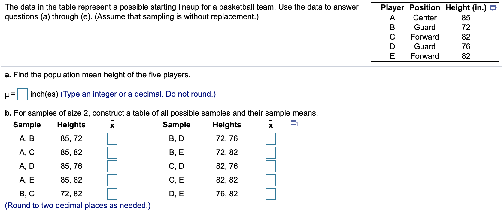 Solved The data in the table represent a possible starting | Chegg.com