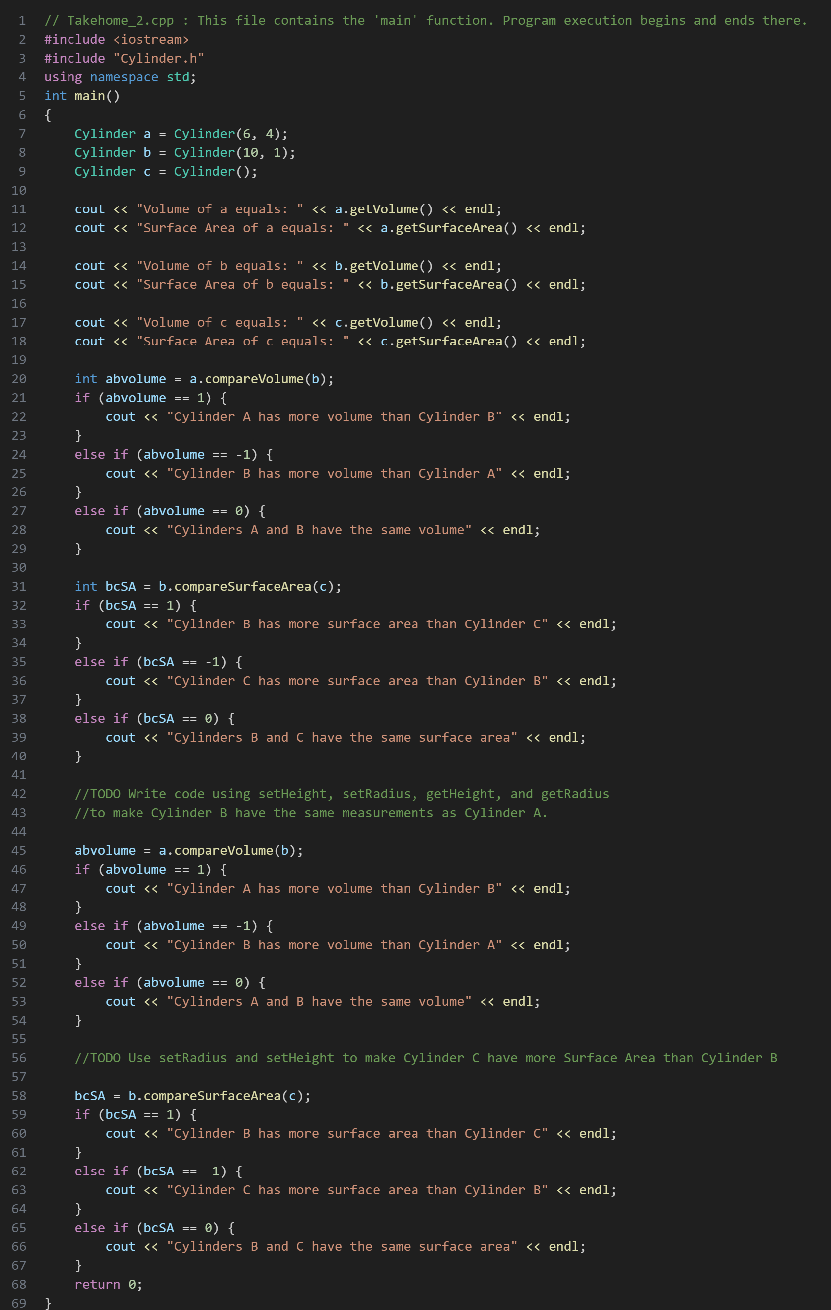 Solved Fill out Cylinder.cpp to implement the functions | Chegg.com