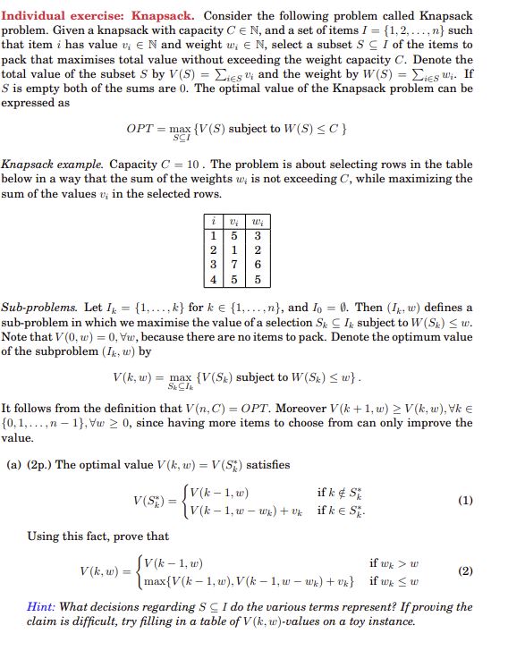 Solved Individual exercise: Knapsack. Consider the following | Chegg.com Solved Individual exercise: Knapsack. Consider the following | Chegg.com