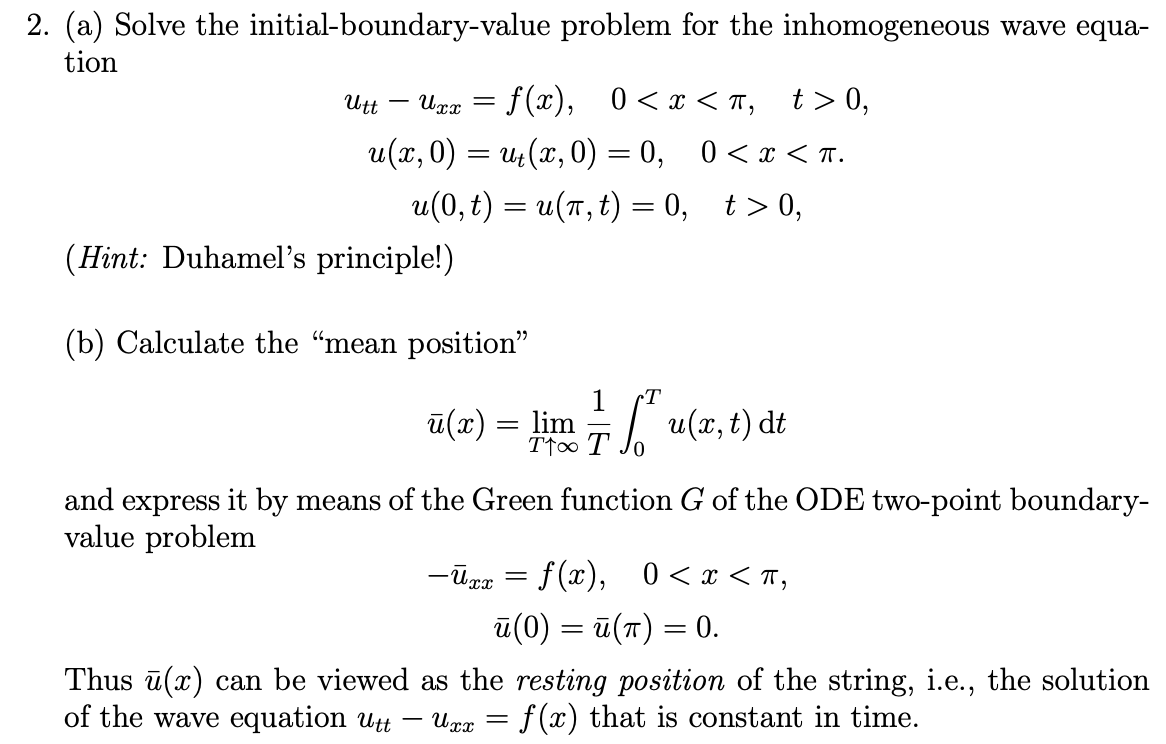 Solved Utt 2. (a) Solve the initial-boundary-value problem | Chegg.com