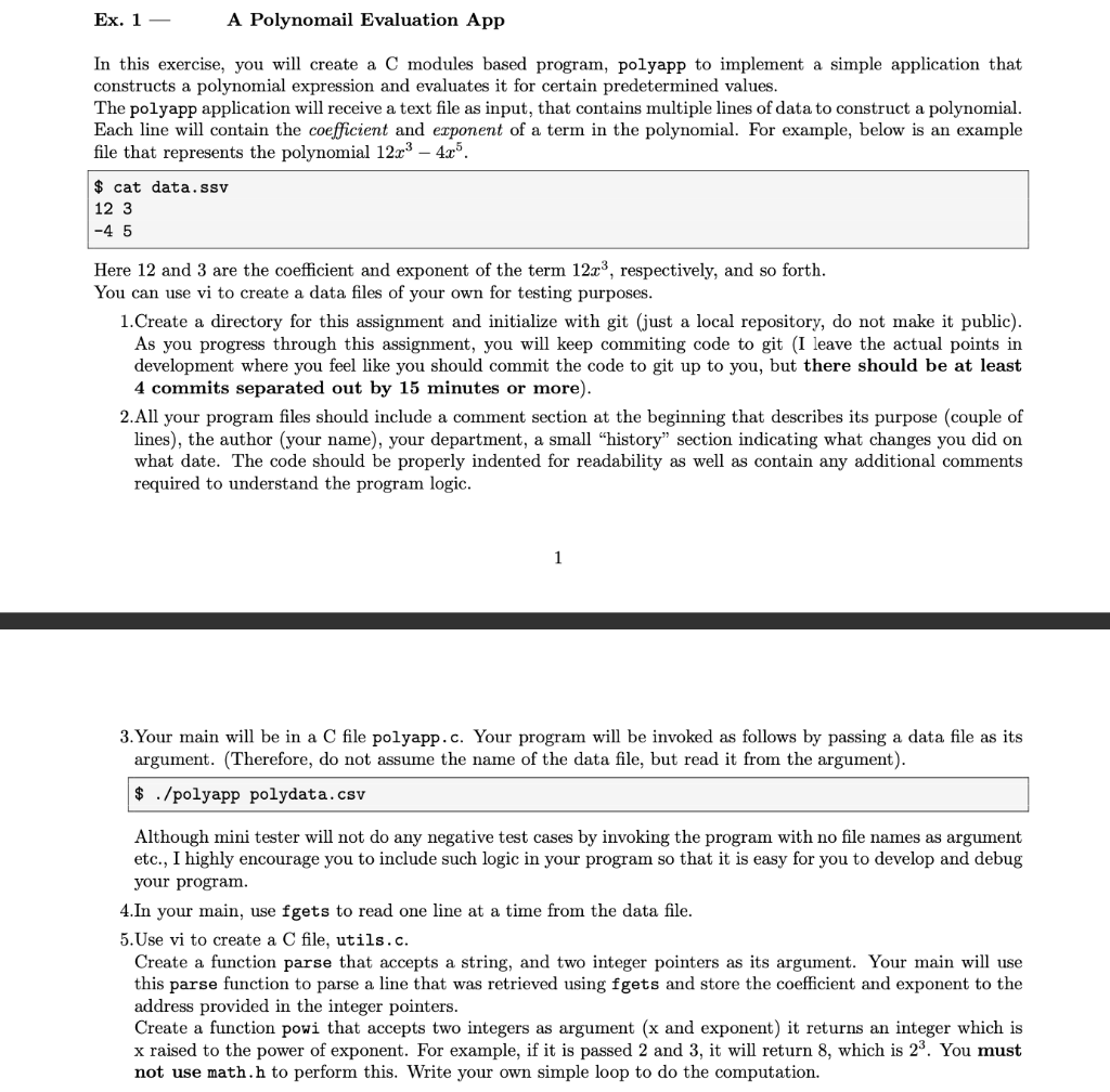 Ex. 1 – A Polynomail Evaluation App In this exercise, | Chegg.com
