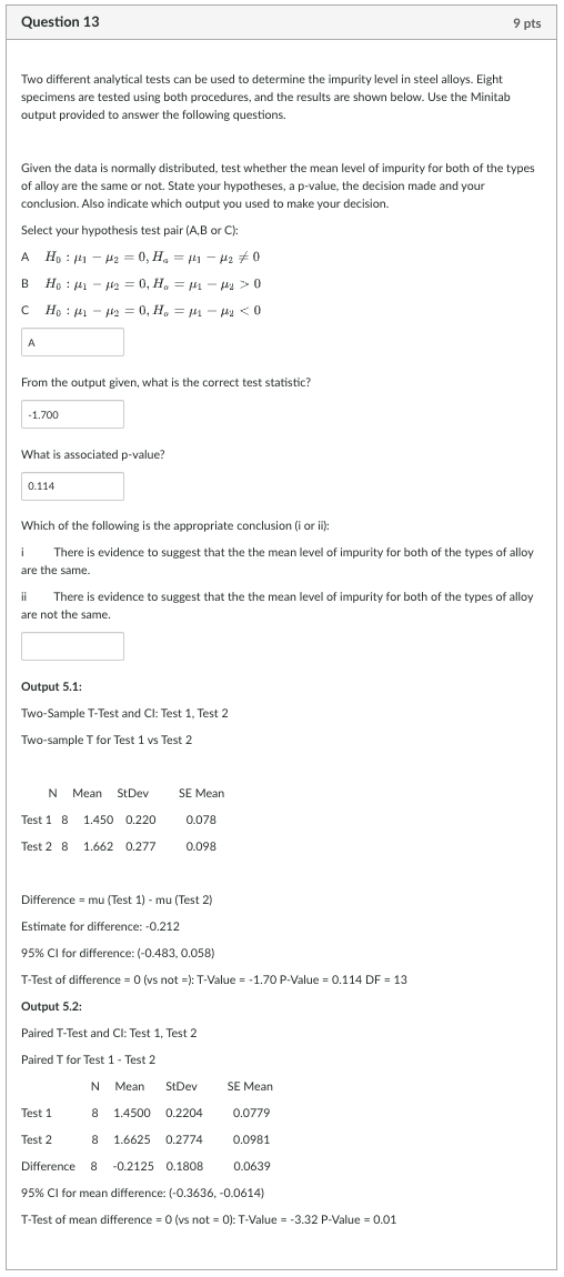 Solved Two different analytical tests can be used to | Chegg.com