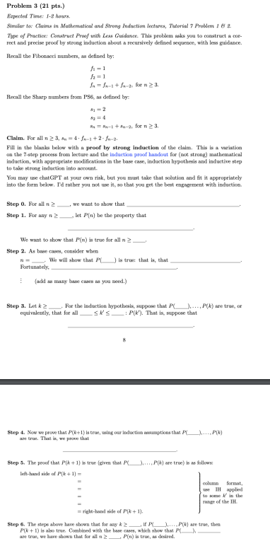 Solved Problem 3 (21 ﻿pts.)Expected Time: f - 1 | Chegg.com