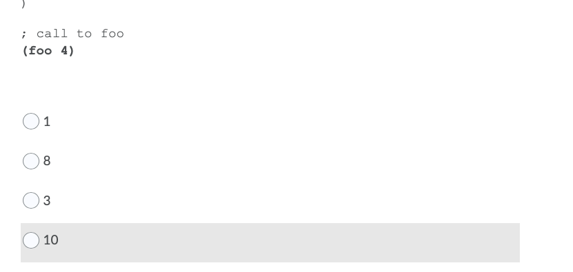 Solved Question 9 (1 point) Suppose the following foo | Chegg.com