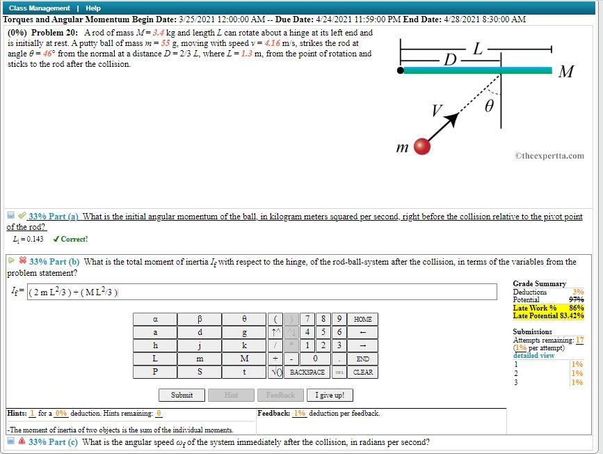 Solved Class Management | Help Torques and Angular Momentum | Chegg.com