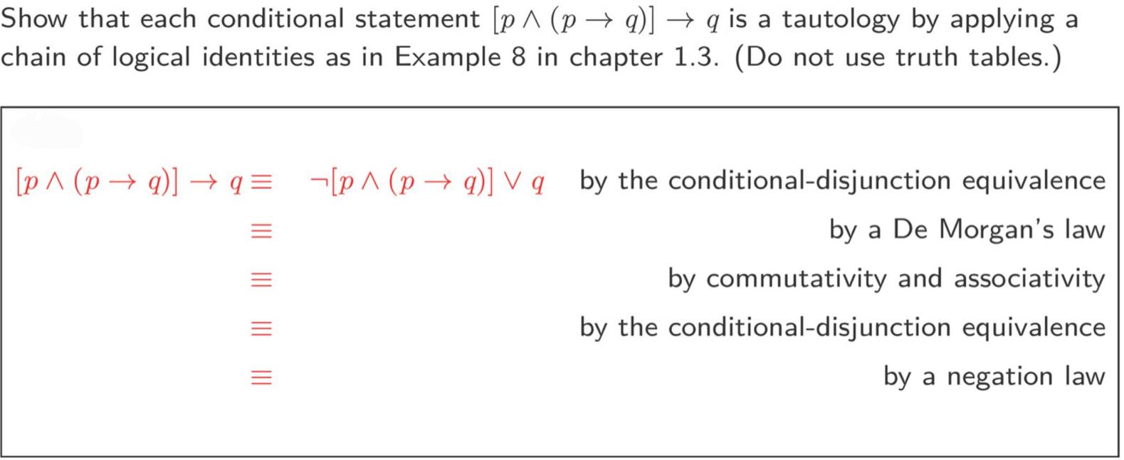 Solved Show that each conditional statement (p ^ (p — q)] + | Chegg.com