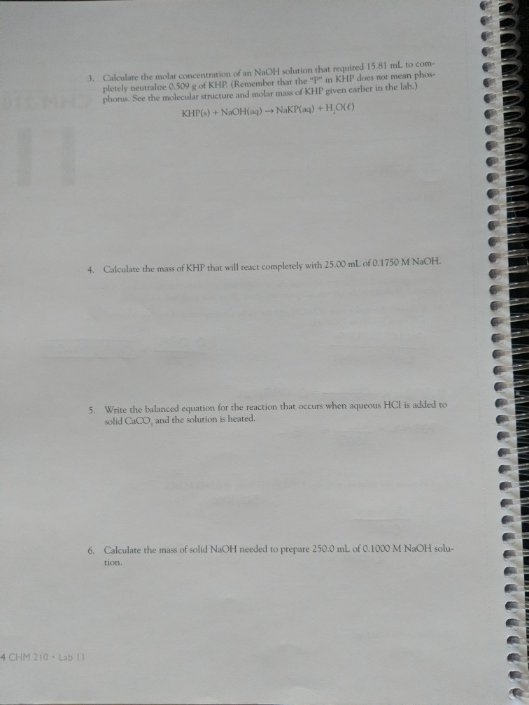 Solved Calculate the molar concentration of an NaOH solution | Chegg.com