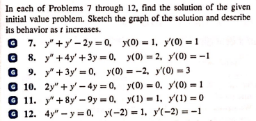 Solved In each of Problems 7 through 12, find the solution | Chegg.com