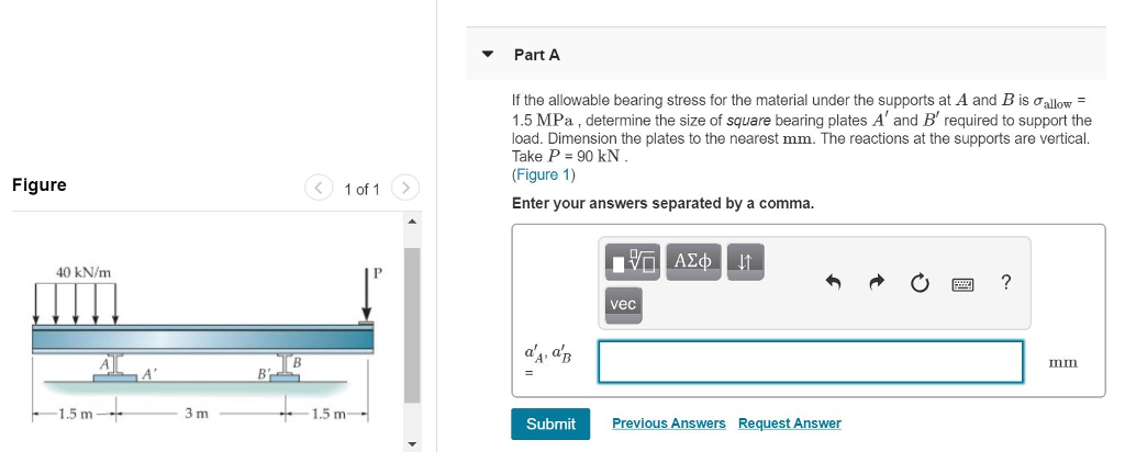 Solved Part A If the allowable bearing stress for the | Chegg.com