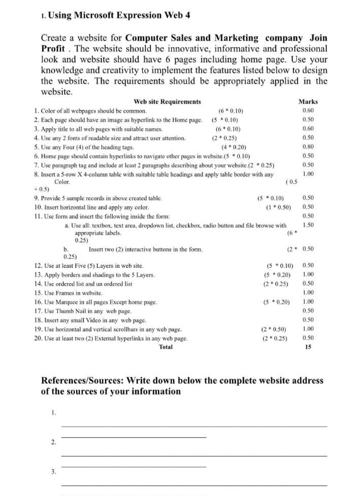 1. Using Microsoft Expression Web 4 Create a website | Chegg.com