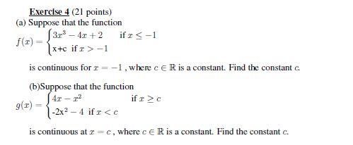 Solved Exercise 4 (21 points) (a) Suppose that the function | Chegg.com