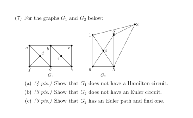 Solved (7) For the graphs G1 and G2 below: (a) (4 pts.) Show | Chegg.com