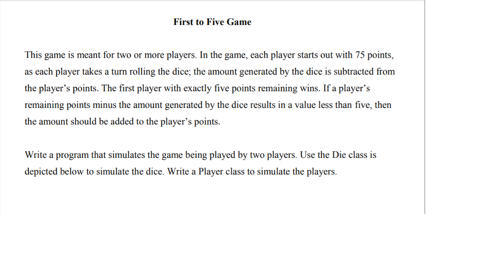 Solved First to Five Game This game is meant for two or more | Chegg.com