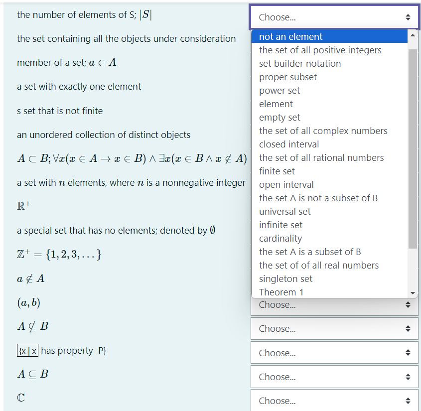 Solved the set containing all the objects under | Chegg.com