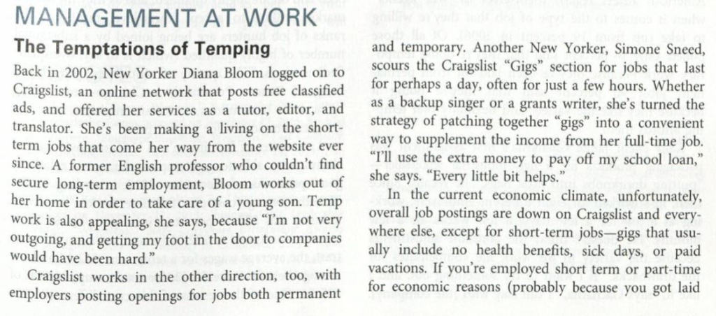 Solved MANAGEMENT AT WORK The Temptations of Temping and | Chegg.com