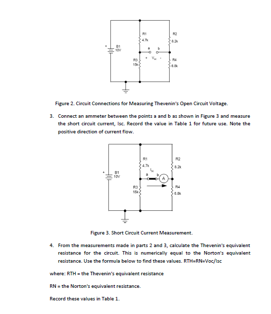 Solved Experiment #4- Thevenin and Norton Equivalent | Chegg.com