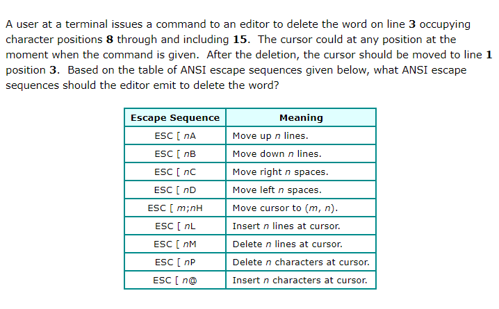 Solved A user at a terminal issues a command to an editor to | Chegg.com