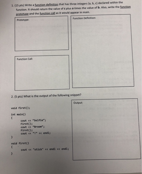 Solved 1 15 Pts Write A Function Definition That Has 