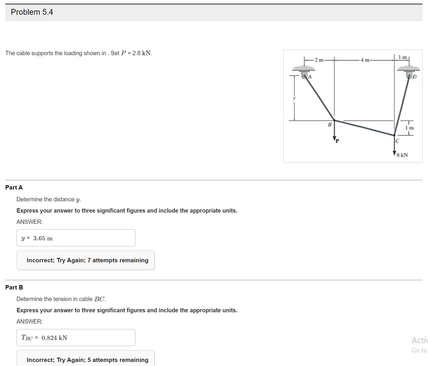 Solved The cable supports the loading shown in . Set | Chegg.com