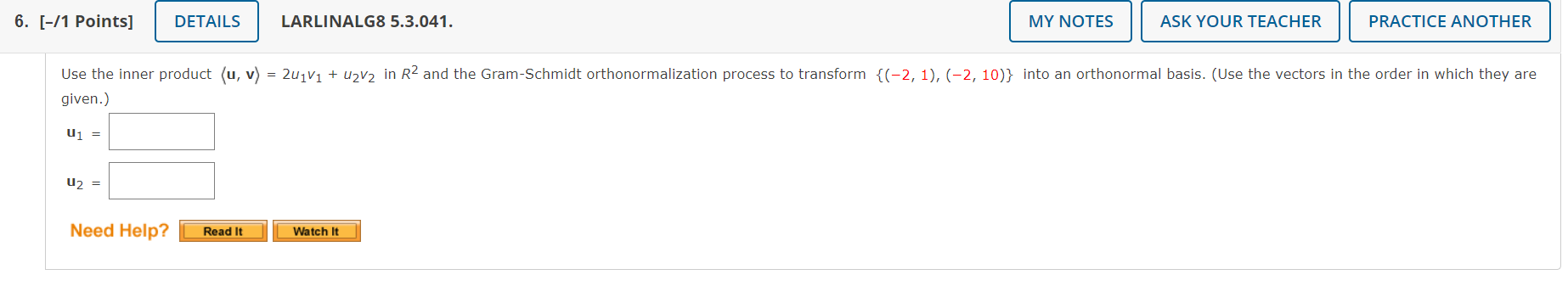 Solved given.) u1= u2= | Chegg.com