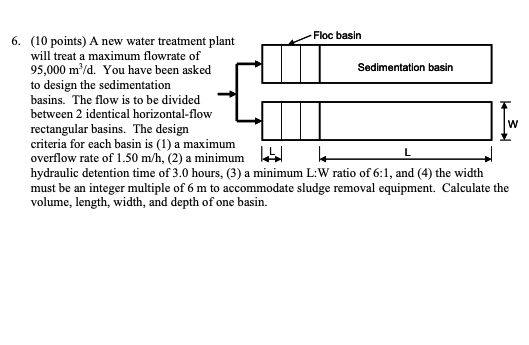 Solved -Floc basin 6. (10 points) A new water treatment | Chegg.com